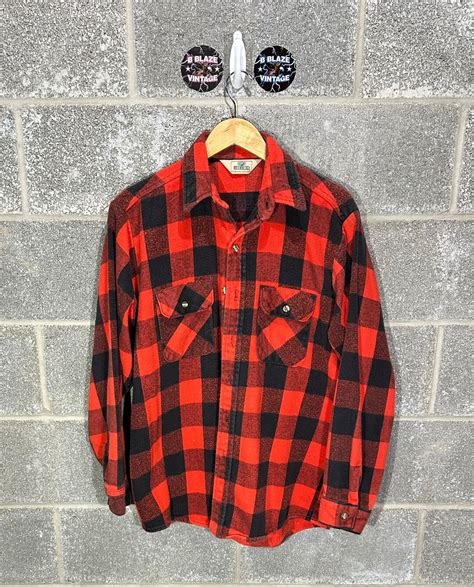 Vintage 1990s Red Head Red And Black Made Inusa Plaid Button Up Shirt
