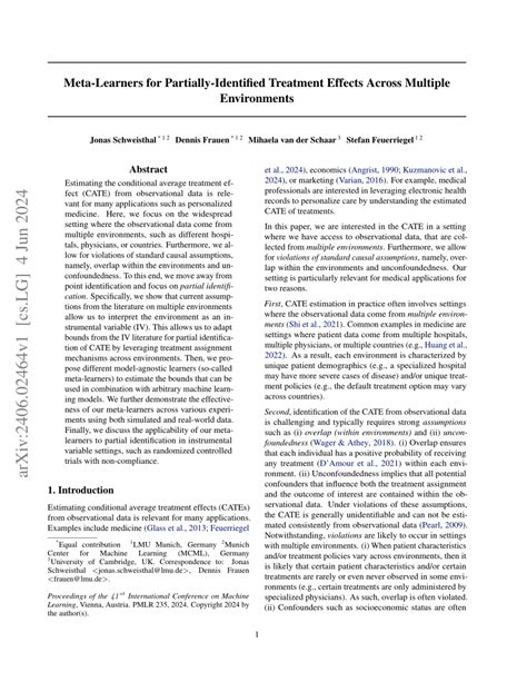 Pdf Meta Learners For Partially Identified Treatment Effects Across Multiple Environments
