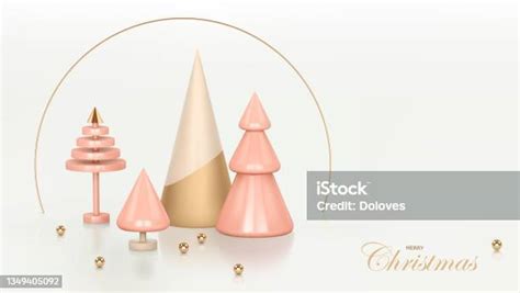 크리스마스와 새해 핑크 배경 3d 렌더링 추상적 인 크리스마스 트리 장면 개념 장식 크리스마스에 대한 스톡 벡터 아트 및 기타 이미지 크리스마스 0명 2021년