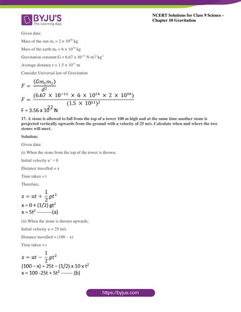 Ncert Solutions Class 9 Science Chapter 10 Gravitation Download Free Pdfs