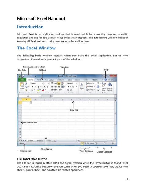 Excel Handout Pdf