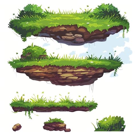 Green Ground Layer Asset Page For A 2d Platformer Fla Premium Ai