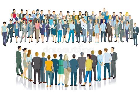 Two Groups Of People Facing Each Other Isolated Illustration Stock