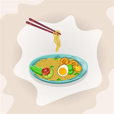 Premium Vector Creative Asian Food Ramen Illustration Clip Art Design Minimal Asian Food