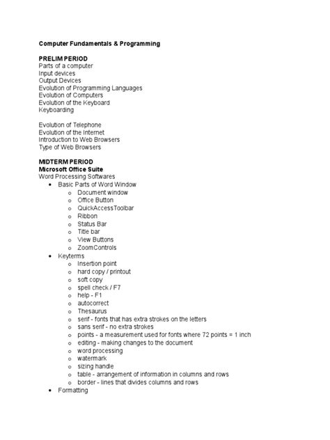 computer fundamentals and programming prelim period pdf typefaces