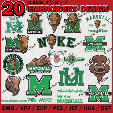 20 Marshall Thundering Herd Bundle Embroidery Files College Football
