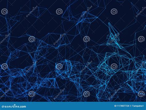 Blue Network Connection Lines On Black Futuristic Background Stock Illustration Illustration
