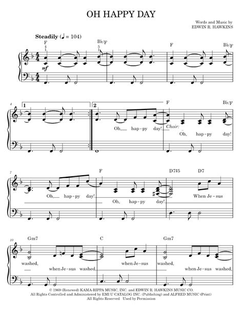 Play Official Version Of Oh Happy Day Sheet Music By Edward Hawkins For Piano