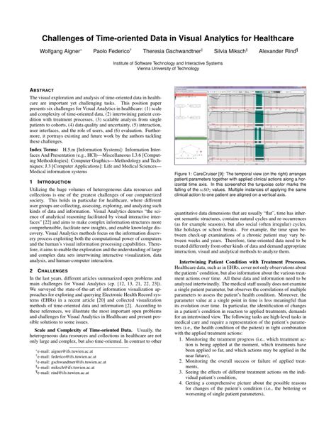 Pdf Challenges Of Time Oriented Data In Visual Analytics For Healthcare