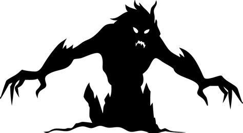 Scary Monster Silhouette Creeping Out Of Shadows Spooky Illustration