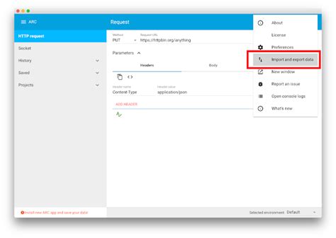 advanced rest client application moving data from advanced rest client