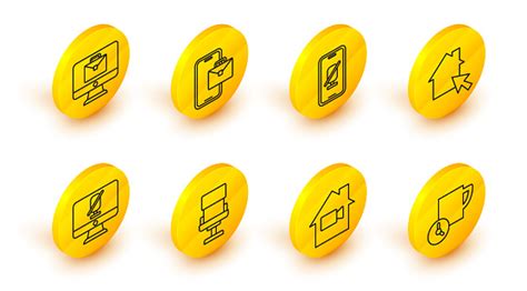 라인 시간 관리 집에서 비디오 카메라 끄기 사무실 의자 컴퓨터의 마이크 음소거 온라인 작업 모바일 프리랜서 및 아이콘 설정 벡터 3차원 형태에 대한 스톡 벡터 아트 및 기타