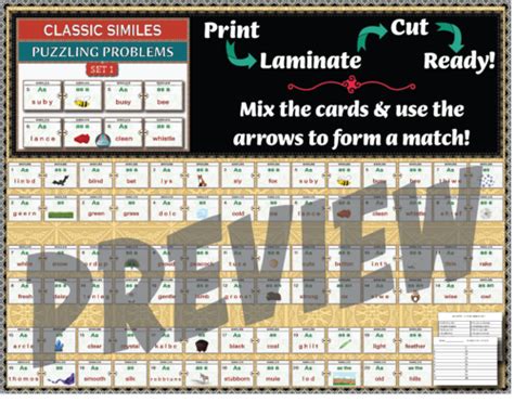 Classic Similes Puzzling Problems Set 1 Australian Teachers Marketplace