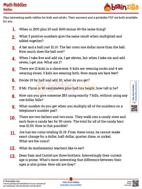 Math Riddles Pdf Mathematics