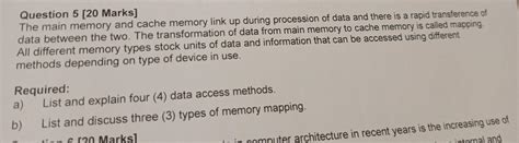 Solved Question Marks The Main Memory And Cache Chegg