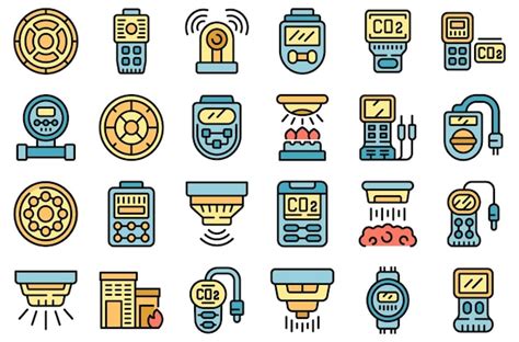 Premium Vector Gas Detector Icons Set Vector Color Flat