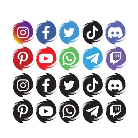 Social Media Icons Button Free Vector 20143669 Vector Art At Vecteezy