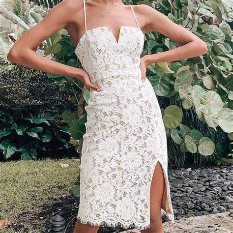 Dresses Amazing Allure White Crochet Lace Bodycon Midi Dress Bridal Shower Engagement Poshmark