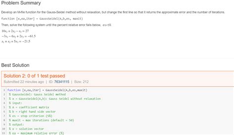 Solved Problem Summary Develop An M File Function For The