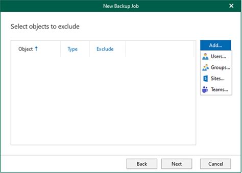 how to create a backup job to backup the organization objects to azure