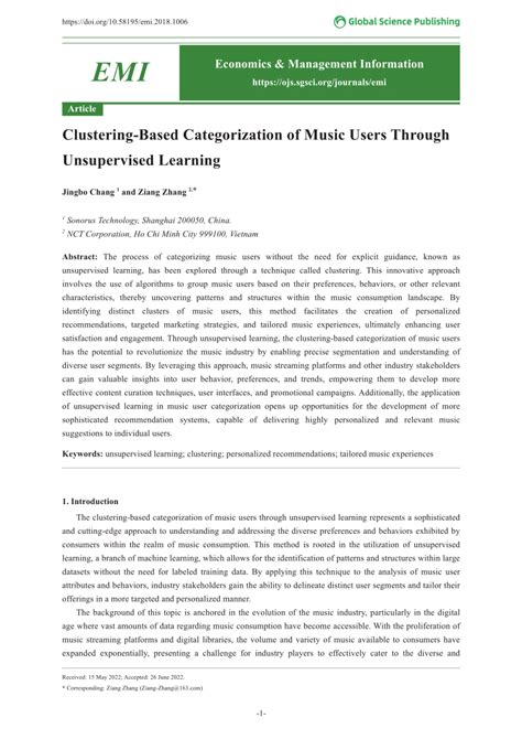 Pdf Clustering Based Categorization Of Music Users Through Unsupervised Learning