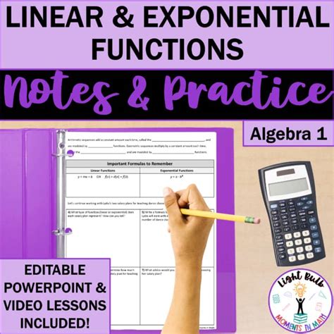 Modeling Linear And Exponential Functions Guided Notes Worksheet