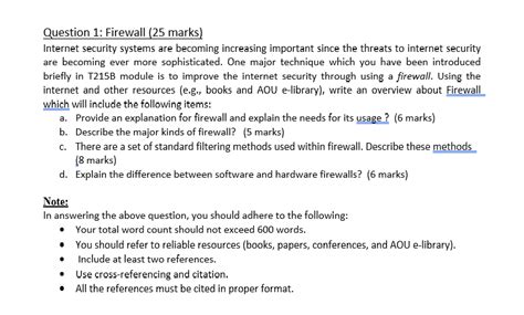 Solved Question Firewall Marks Internet Security Chegg
