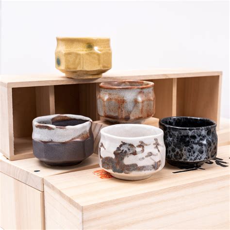 Mino Ware Set Of 5 Handmade Sake Cup T Set Great Zakka