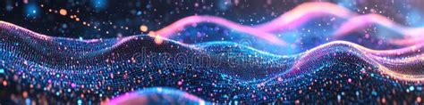 Abstract Digital Wave Pattern With Glowing Pink And Blue Particles Symbolizing Futuristic