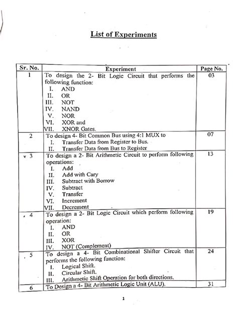 Computer Architecture Lab Manual Exp 1 5 Pdf