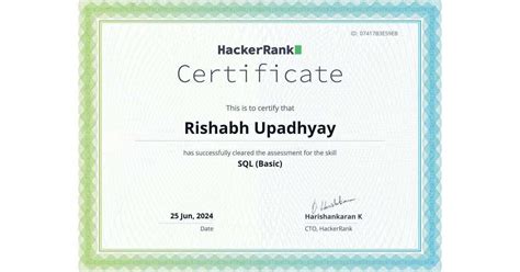 rishabh upadhyay on linkedin hackerrank skill certificate