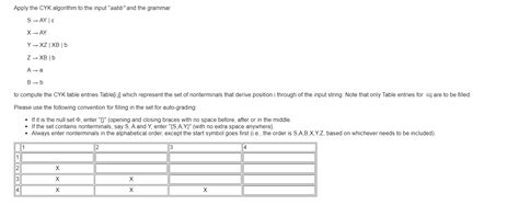 Solved Apply The Cyk Algorithm To The Input Aabb And The