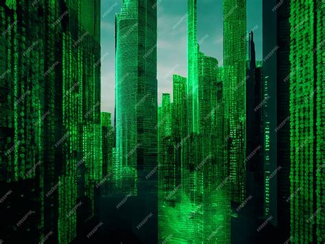 Premium Photo Matrix Of Binary Numbers Scifi Background Binary Computer Code Green Digital Numbers