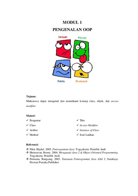 Pdf Modul 1 Pengenalan Oop Default Public Private Protected Tujuan