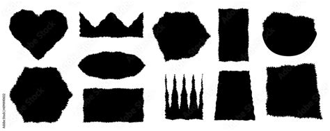 Jagged Rectangles Collection Set Of Black Grunge Element Shapes With