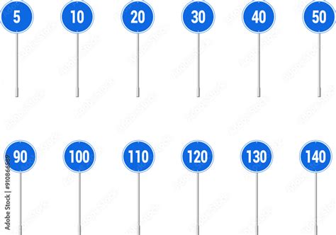 Road Traffic Signs Set Minimum Speed Limit The Recommended Minimum