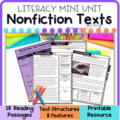 Nonfiction Text Structures And Text Features 18 Reading Passages And
