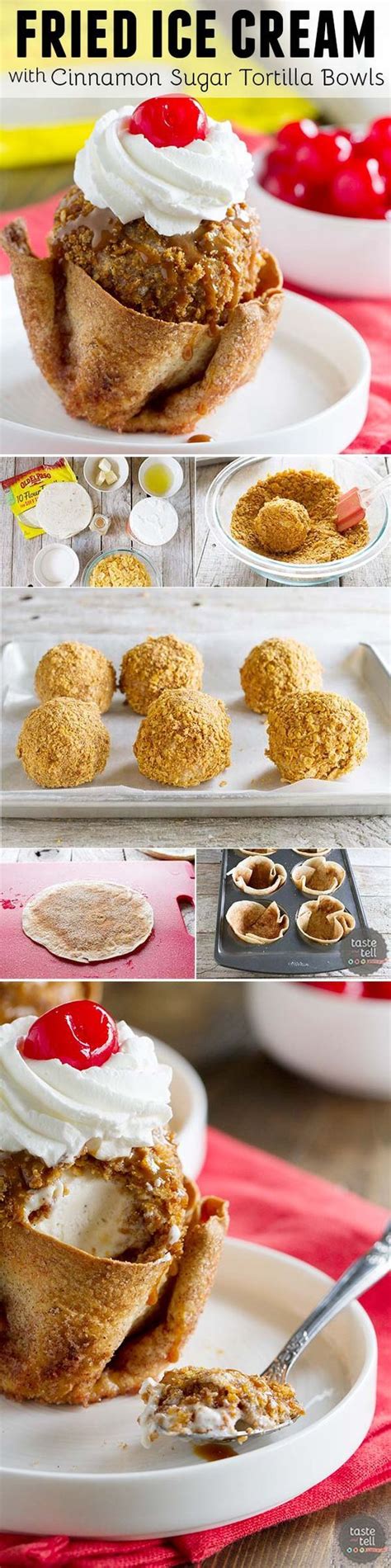 Fried Ice Cream Recipe With Cinnamon Sugar Tortilla Bowls Fried Ice