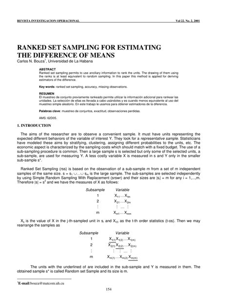 Pdf Ranked Set Sampling For Estimating The Difference Of Means