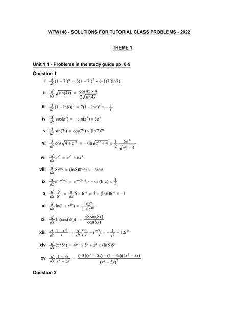 Wtw 148 Memo For Week 1 Tutorial Session Problems 2022 Wtw148