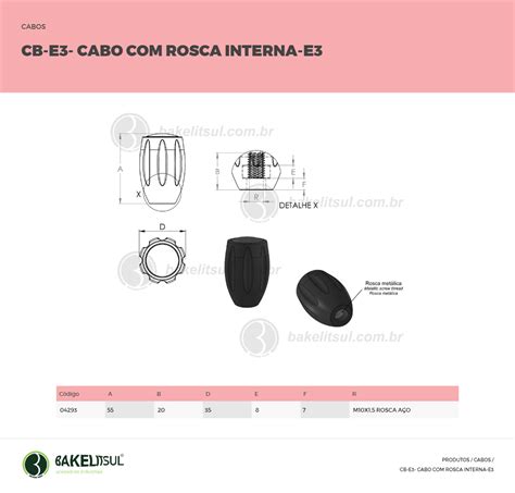 Cabo Com Rosca Interna MetÁlica Cb E3 Bakelitsul