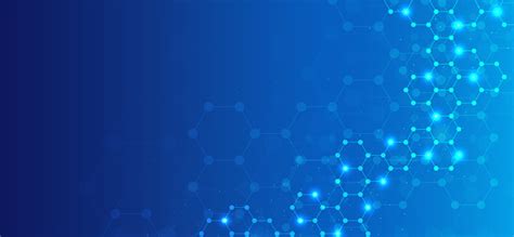 육각형 패턴 파란색 배경 유전 연구 분자 구조 화학 공학 혁신 기술의 개념 디자인 건강 관리 과학 및 의학 배경에 사용 배경