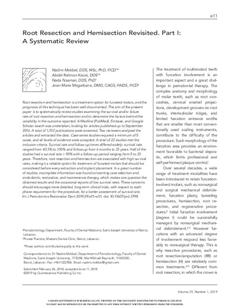 Pdf Root Resection And Hemisection Revisited Part I A Systematic Review