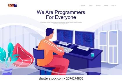 We Programmers Everyone Isometric Landing Page Stock Vector Royalty