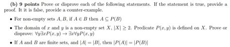 solved b 9 points prove or disprove each of the following
