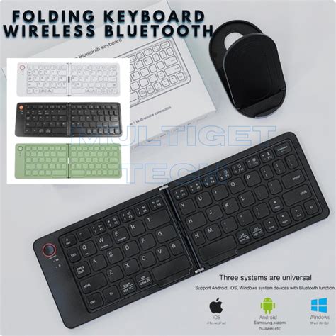 Jual Wireless Bluetooth Keyboard Lipat Foldable Mini With Holder For Laptop IOS Android Windows