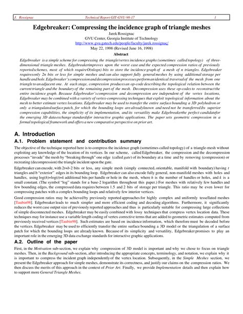 Pdf Edgebreaker Compressing The Incidence Graph Of Triangle Meshes