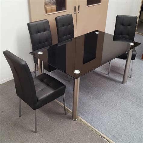 Melody Dining Table Black Tempered Glass 1300mm X 800mm