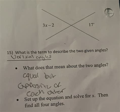 15 what is the term to describe the two given angles what does that