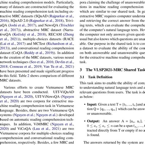 Benchmark Of Existing Reading Comprehension Datasets Including Uit Viquad Download